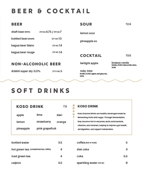 Dinner Menu | Oh Banzai